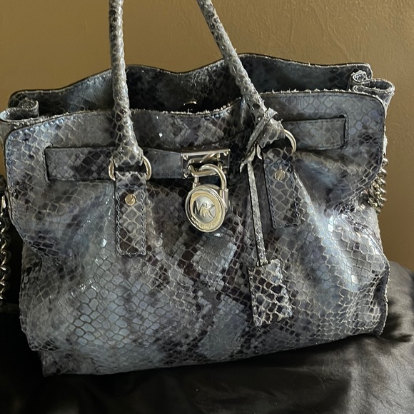 Michael Kors | Bags | Michael Kors Blue Snake Skin Handbag | Poshmark